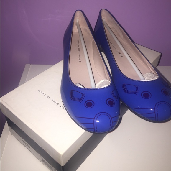 Marc Jacobs | Shoes | Marc Jacobs Blue Leather Mouse Flats | Poshmark